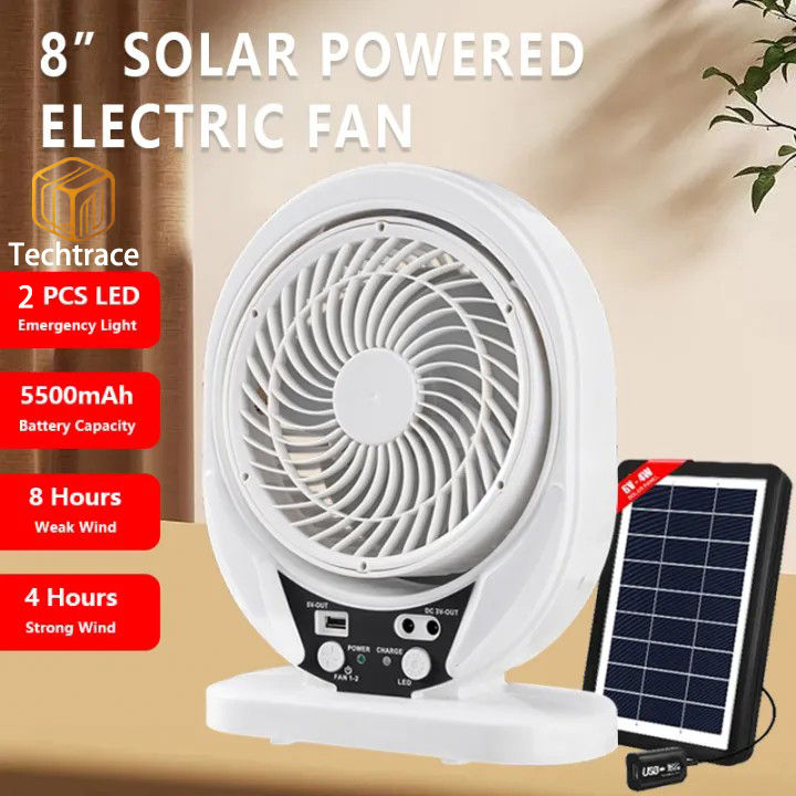 (Free Solar Panel)Solar electric fan 8inch USB rechargeable fan solar ...