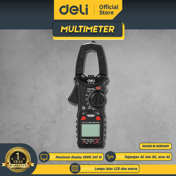 Deli Digital Clamp Multimeter Multitester / Tang Ampere EDL334203 ...