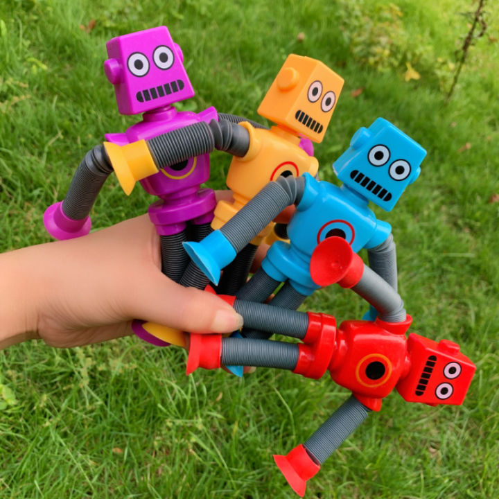 Telescopic Suction Cup Robot Toy – Sensory Pop Tubes Stress Relief Toy ...