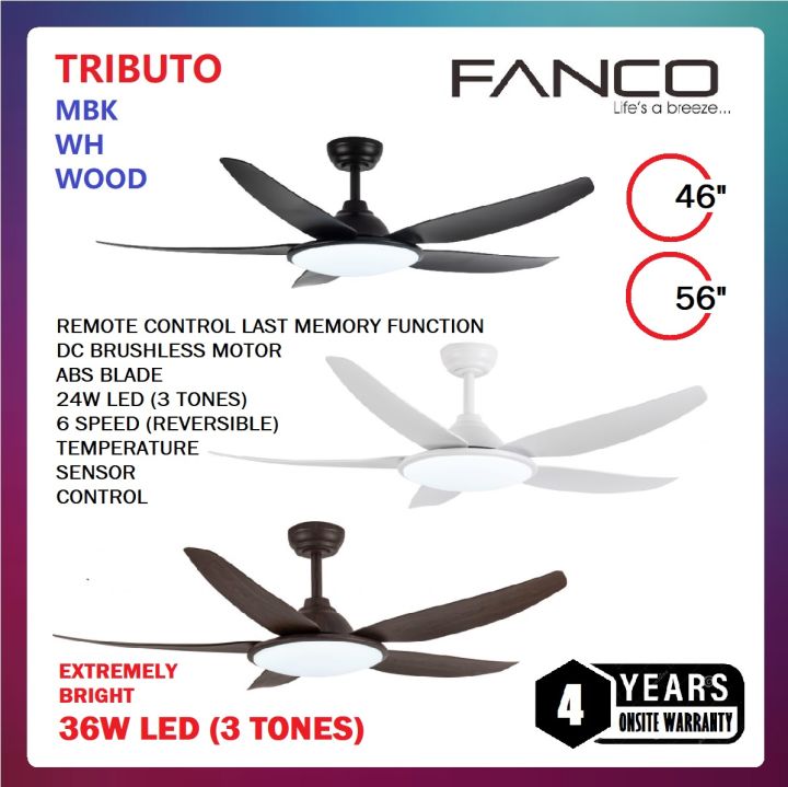 FANCO TRIBUTO F8 CEILING FAN 46" 56" extremely bright 36W LED | Lazada ...