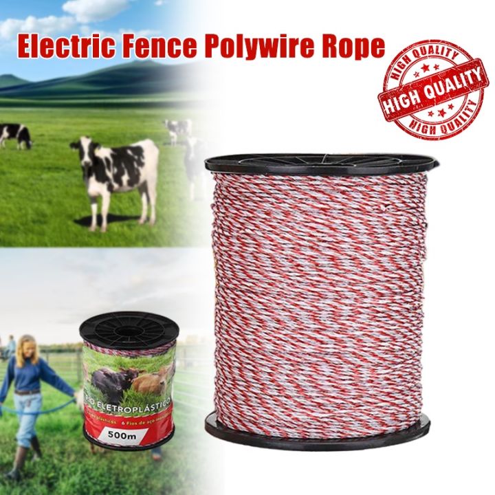 500M Coiled Wire Poly Rope Electric Fence Rope Red and White Strip ...