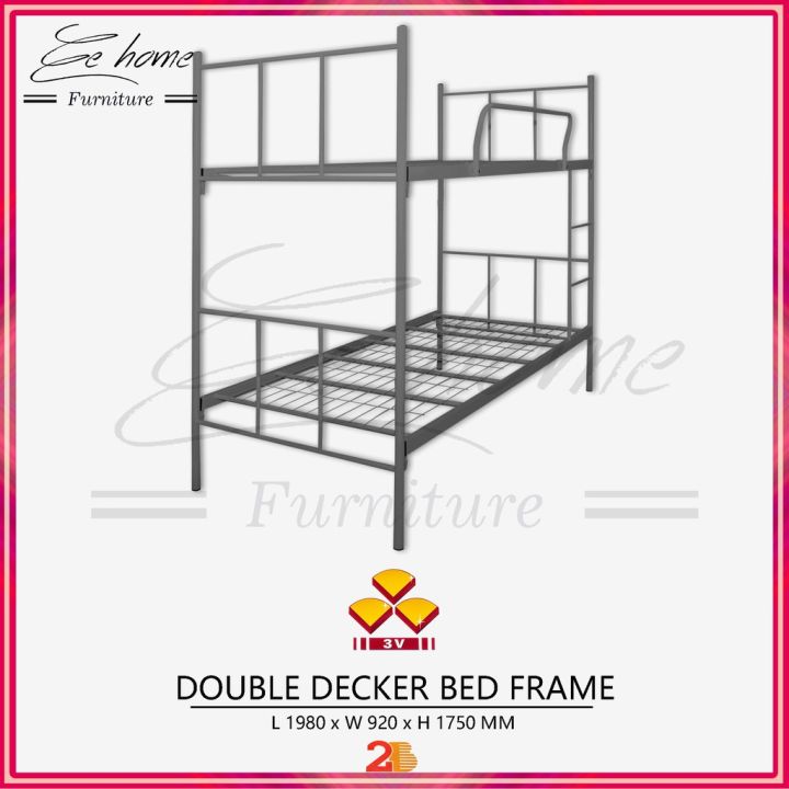 ♀EE HOME 3V Powder Coat Metal Double Decker Bed Katil Bujang Dua ...