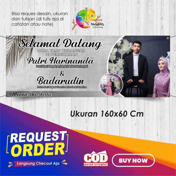 Banner 160x60 Selamat Datang di Pernikahan atau Wedding Custom Desain | Lazada Indonesia