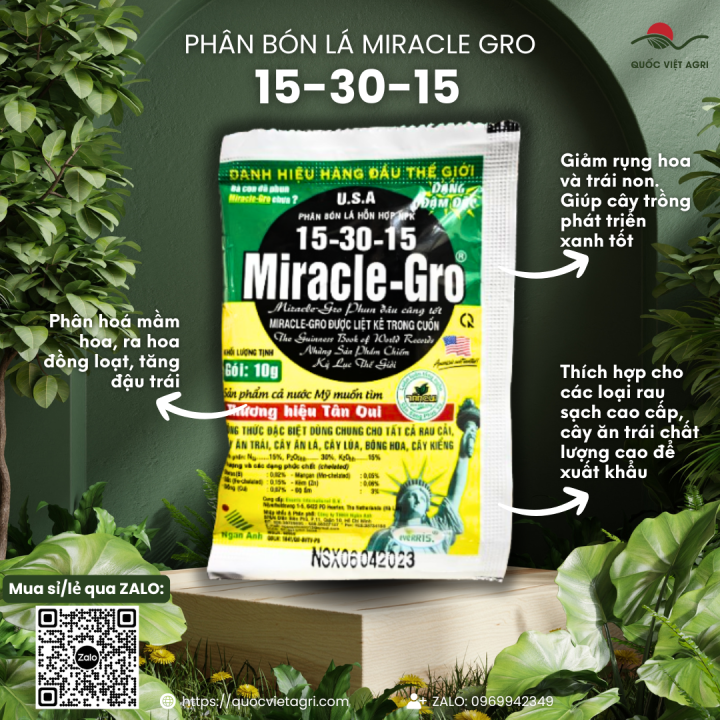 Phân bón lá NPK HÀ LAN Miracle Gro 15-30-15 (gói 10g) - Siêu lân cho ...