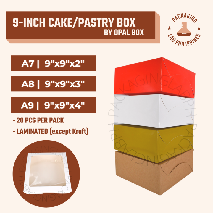 [20pcs] 9 inch Cake Box/ Pastry Box with Window Laminated by Opal Box ...