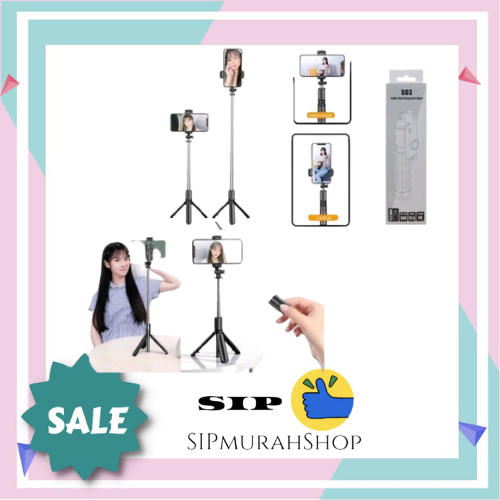 Tripod 3in1 Tongsis Bluetooth Selfie Stick Tripod Standing Tomsis with ...