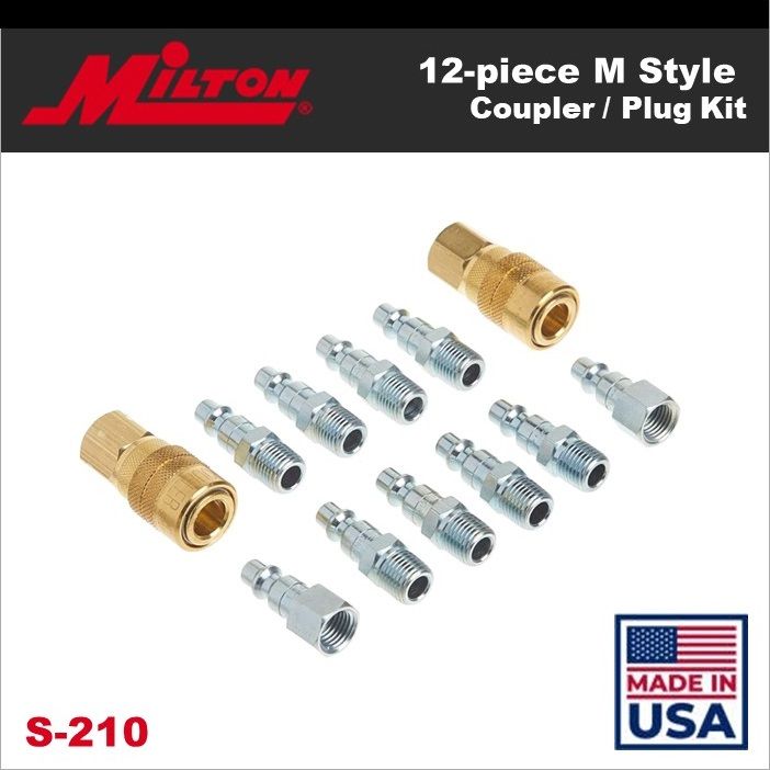 Milton 12-piece 1/4-inch NPT M-Style Coupler/Plug Kit - S-210 | Lazada