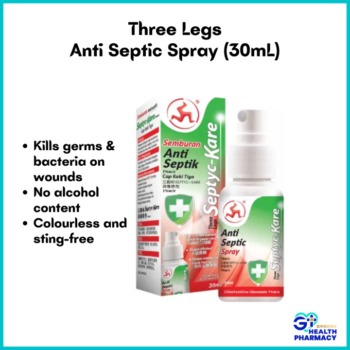 Three Legs Anti Septic Spray / Semburan Anti Septik Septyc-Kare 30ml ...