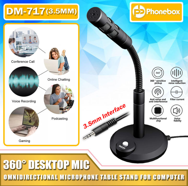 PHONEBOX DM-717 ( USB | 3.5mm ) Computer Microphone with Stand Noise ...