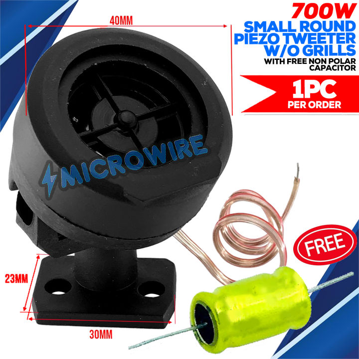 Round Piezo Tweeter Small With Stand 700W With FREE Non Polar Capacitor ...
