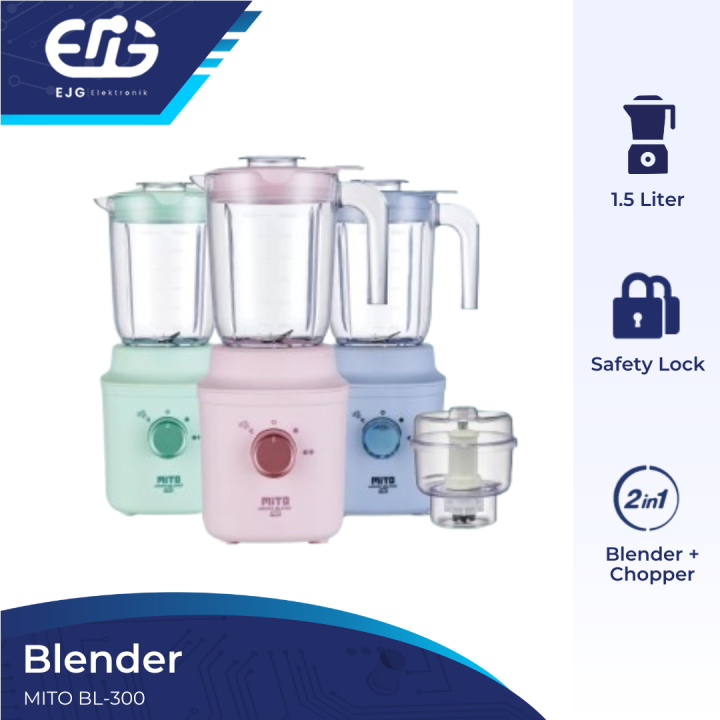 MITO Mega Blend Pro BL 300 1,5L Jar 2 Tingkat Kecepatan + Pulse + 6 Mata Pisau dengan Ice ...