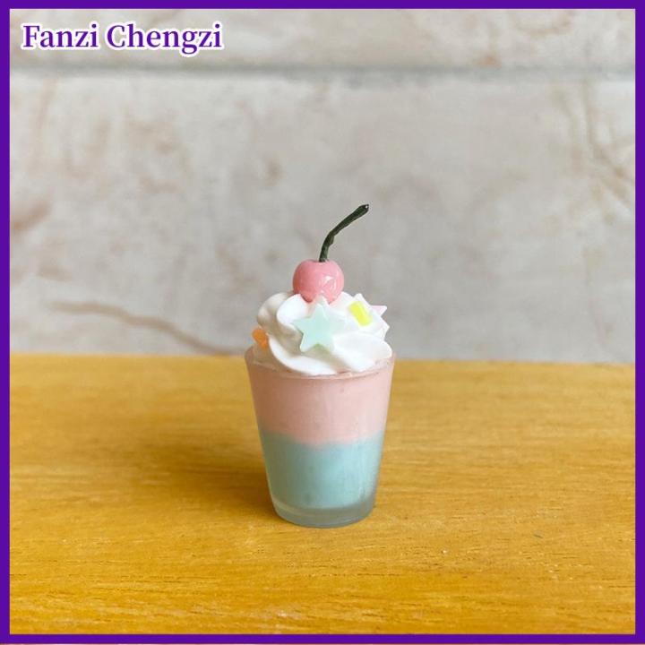 Fanzi 1ชิ้นบ้านตุ๊กตา1:6 1:12จิ๋วถ้วยไอศกรีมเชอร์รี่อุปกรณ์ครัวอาหาร ...