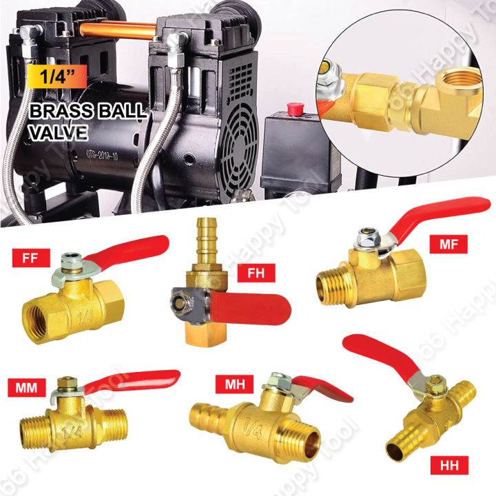 1/4" Brass Ball Valve 6 Types Heavy Duty Male & Female Thread Water Oil ...