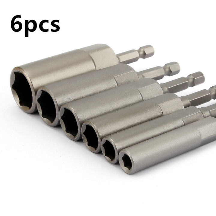6Pcs 6mm-17mm 80mm Length Extra Deep Bolt Nut Bit Set Metric 1/4 6.35mm ...