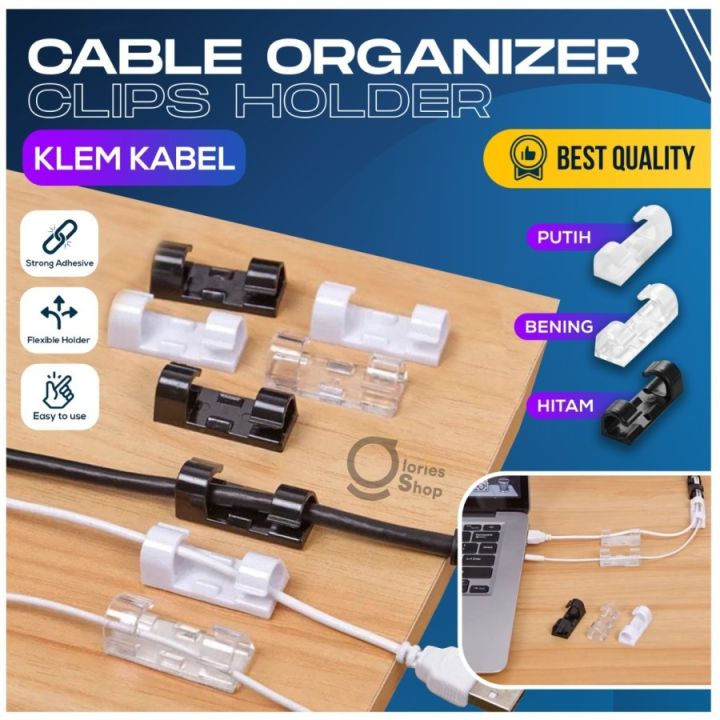 Kabel Clip Cable Organizer Klem Tempel Pengait Kabel Meja Dinding ...