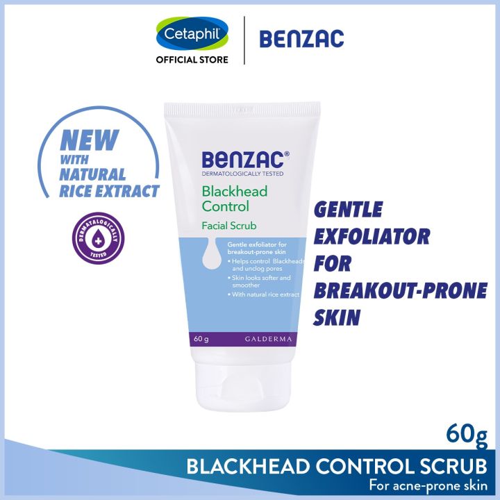 BENZAC Blackhead Control Facial Scrub 60g (Gentle exfoliator with ...