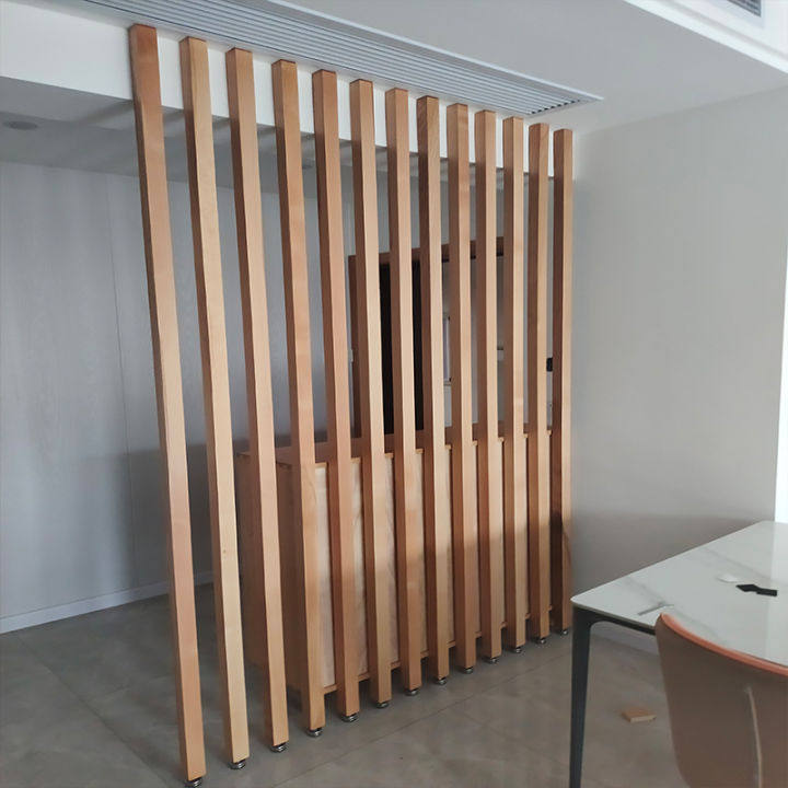 Red oak living room partition solid wood grille wooden screen custom ...