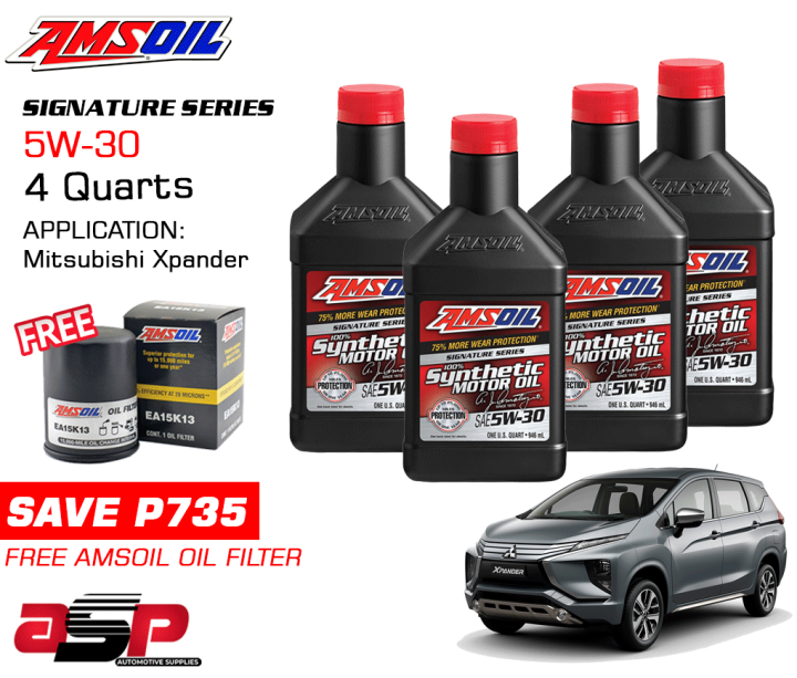 AMSOIL Signature Series 5W-30 100% Synthetic Motor Oil 4 Quarts FREE ...