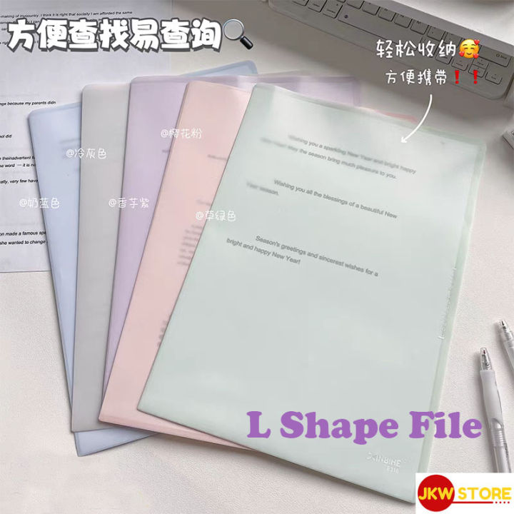 5pcs/set A4 Morandi L Shape File Paper Document Folder Semi Transparent ...