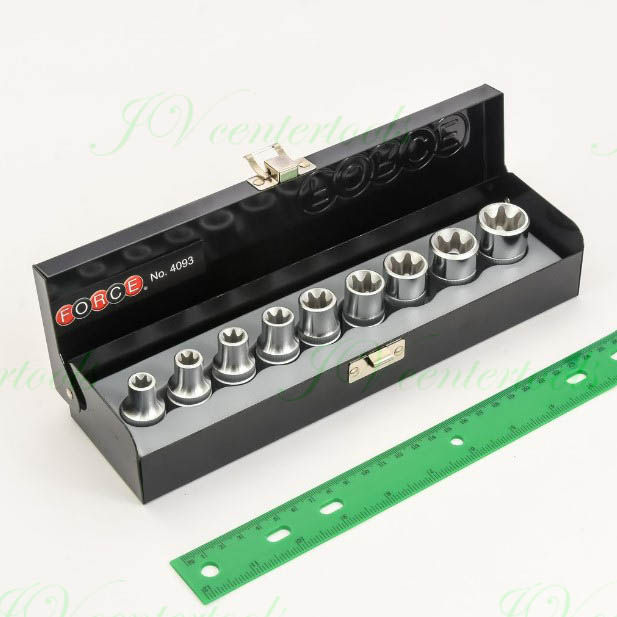 Force 4093 ชุดลูกบ็อกซ์หัวจีบแกน 1/2นิ้ว (4หุน) ชุด 9ชิ้น (เบอร์ E10 ...