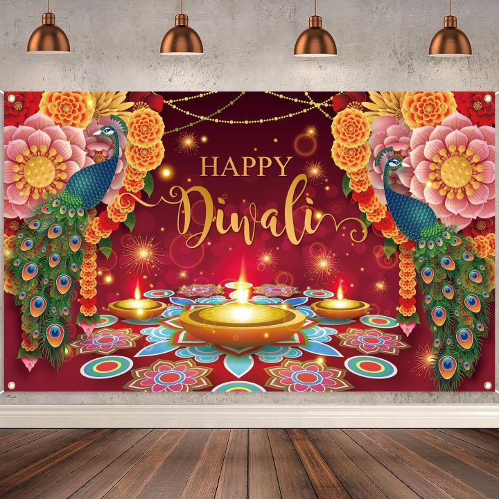 7x5ft Happy Diwali Backdrop Banner, Indian Diwali Decorations for Home ...