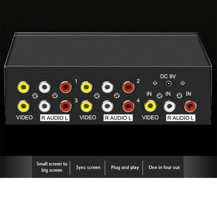 4-Port RCA Composite Video Audio AV 4-Way Switch Selector Switcher ...