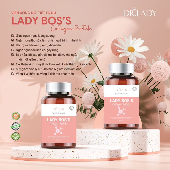 Viên uống đẹp da Lady Boss bổ sung Collagen vitamin, tinh chất mầm đậu ...