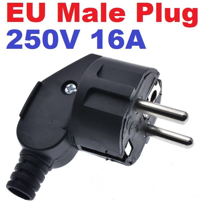 หัวปลั๊ก EU Male Plug Adapter 250V 16A สีดำ Male Replacement Outlets ...