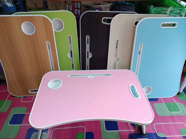MEJA BELAJAR / MEJA BELAJAR LIPAT LAPTOP DAN TEMPAT GELAS MOTIF POLOS ...