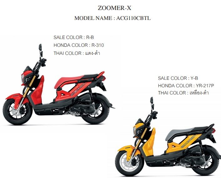 แท้ศูนย์ ชุดสี Zoomer x ปี 2016-2023 เบิกศูนย์ HONDA เฟรมสี ซูมเมอร์ ...