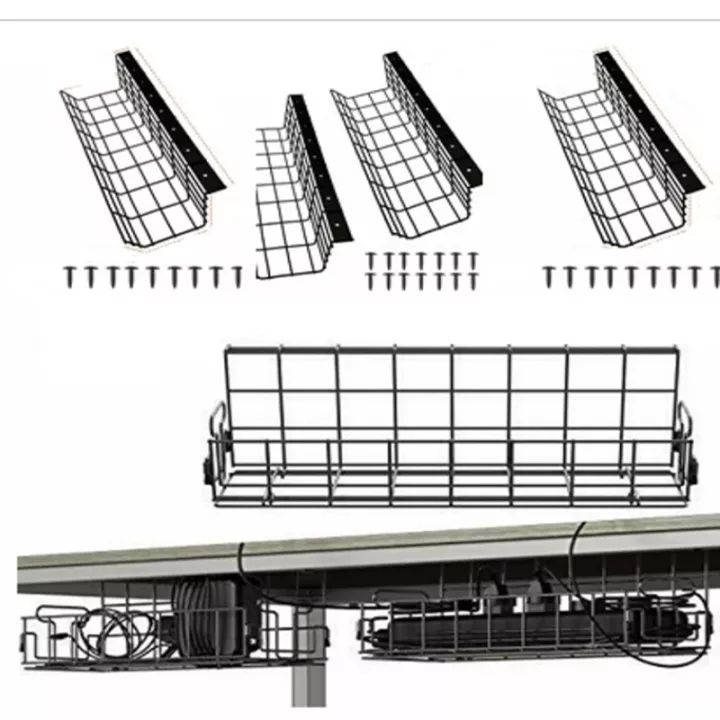 Under Desk Cable Management Tray 17 inches/2pcs Metal Cable Tray to ...