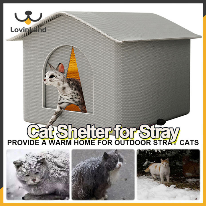 Lovinland Pet Cats Nest Strays Cats Shelter with Insulating Lining and Waterproof for Outdoor ...