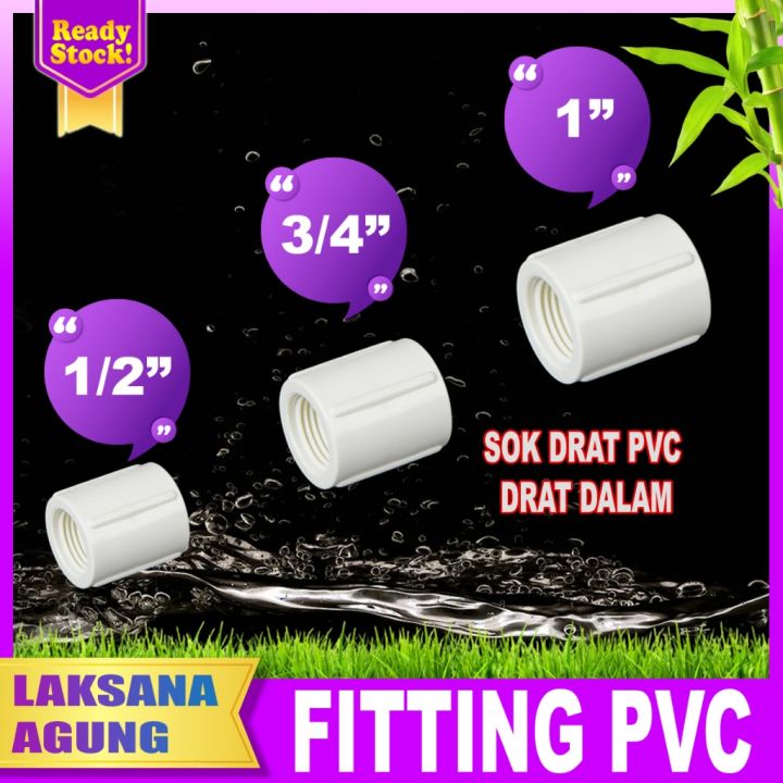 PVC Sok Drat dalam 1/2 > 3/4" > 1" inch | Sambungan Pipa pvc 1/2 ...