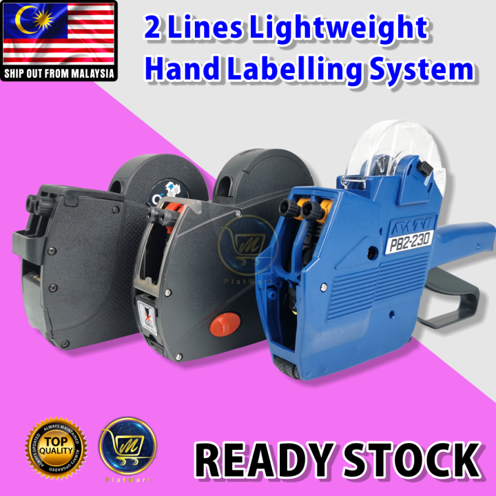 2 Lines Lightweight Hand Labelling System / Price Labeller Tag Machine ...