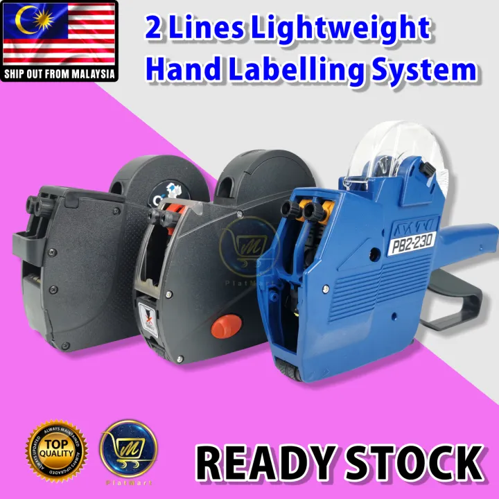 2 Lines Lightweight Hand Labelling System / Price Labeller Tag Machine ...