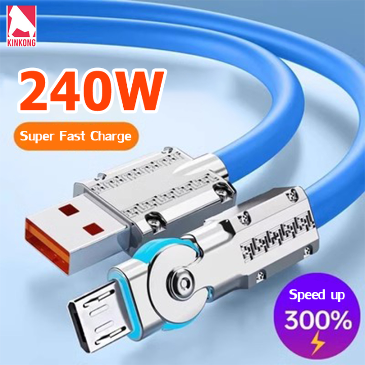 Kinkong สายชาร์จ6A 120W 180 ที่ชาร์จความเร็วสูงสุดหมุนได้ ° Micro-สาย ...