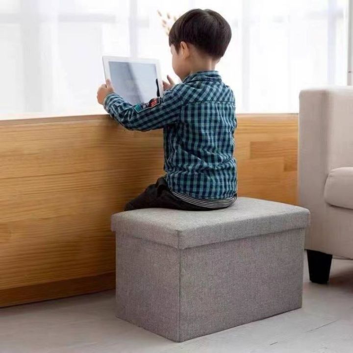 Foldable Storage Ottoman With Top Folding Toy Chest Storage Box Linen ...