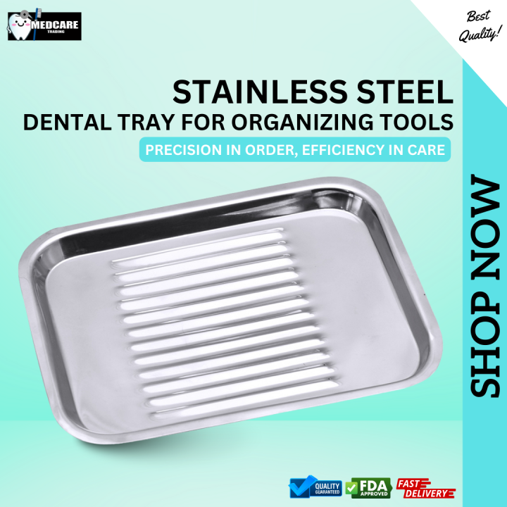 Medcare Stainless Steel Dental Tray for Organizing Tools Instruments ...