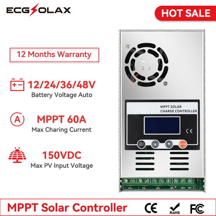 ECGSOLAX 60A MPPT Solar Charge Controller 12V 24V 36V 48V Battery ...