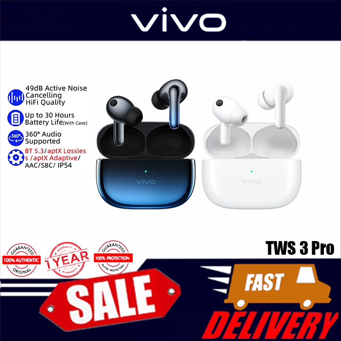VIVO TWS 3 Pro หูฟังไฮไฟ True Wireless โดยไม่มีการวัดอุณหภูมิทางประสาทสัมผัส49dB การลดเสียงรบกวน ...
