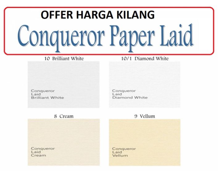 CONQUEROR PAPER LAID WHITE, CONQUEROR PAPER LAID CREAM, CONQUEROR PAPER ...