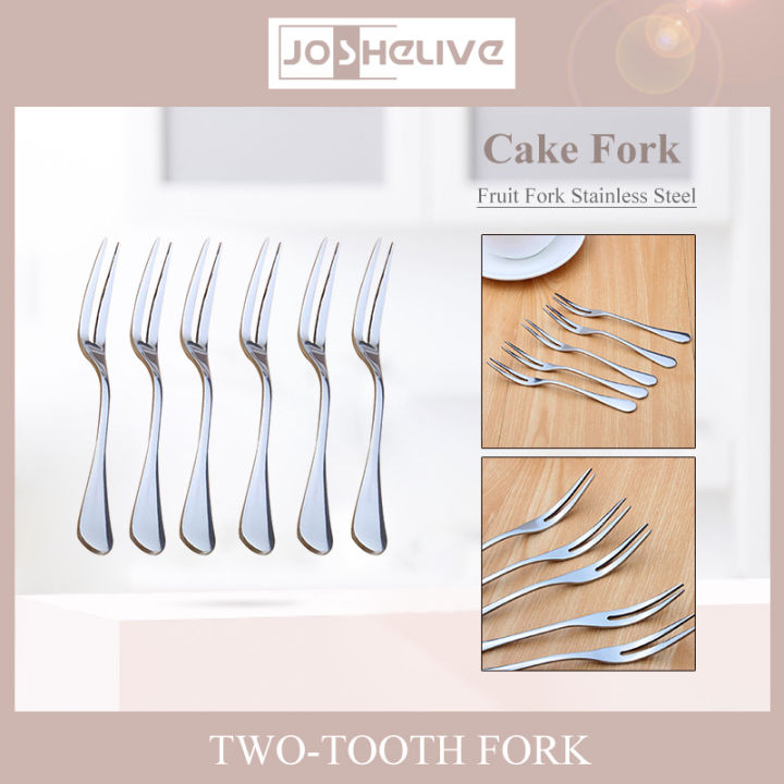 HomeMall 10pcs Fruit fork stainless steel 1010 two-toothed fork cake ...