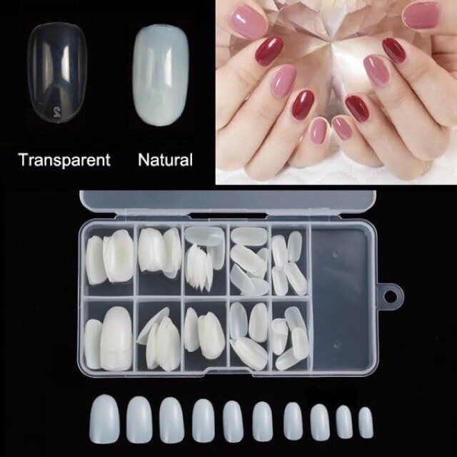 เล็บพีวีซี PVC Nail 100ชิ้น ทรงมลสั้น สีขุ่น/ใส/ขาว | Lazada.co.th