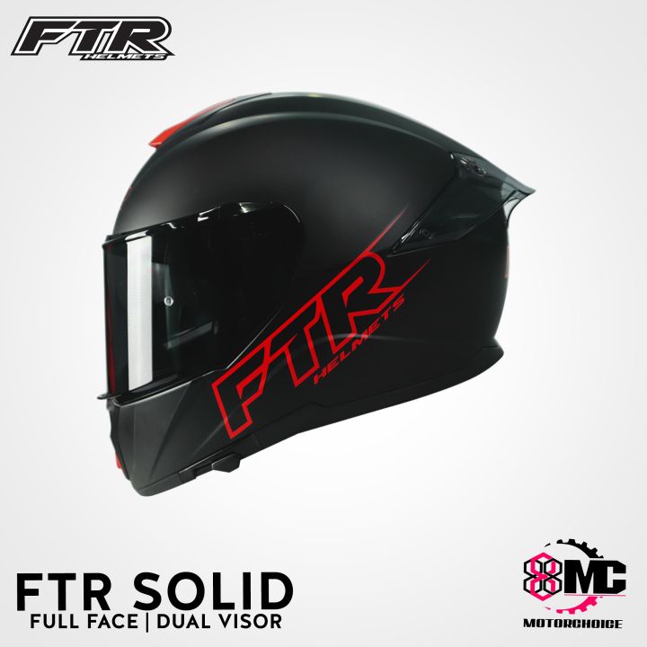 FTR Helmets Solid Black Full Face Dual Visor | MotorChoice 888 | Lazada PH