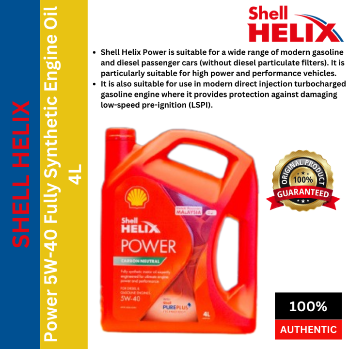 550069067 Shell Helix Power 5W-40 Fully Synthetic Engine Oil (4L) | Lazada