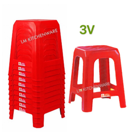 3V STACKABLE PLASTIC STOOL/ PLASTIC CHAIR/ PLASTIC BENCH/ GUEST STOOL/ KERUSI PLASTIC/ BANGKU ...