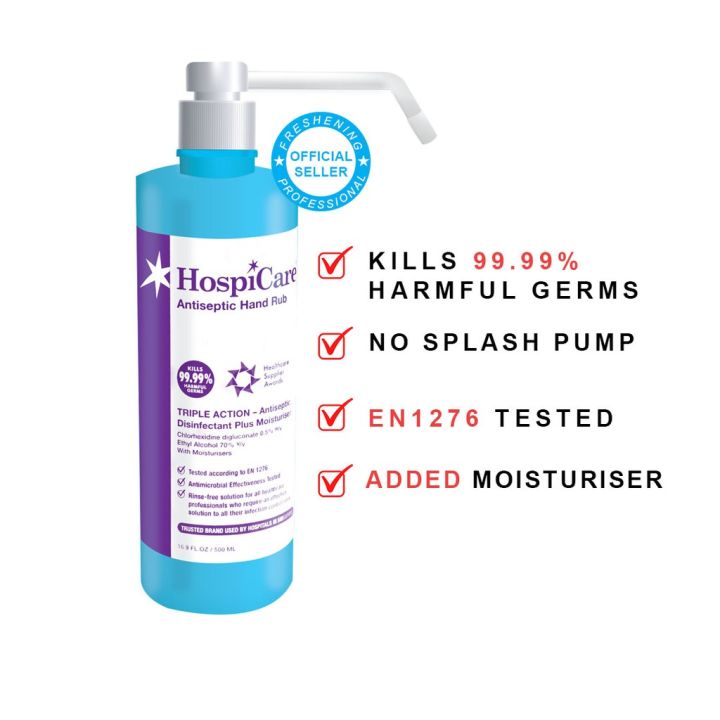 HospiCare Handrub Antiseptic Hand Rub w/ 70 Percent Ethyl Alcohol & 0.5 ...