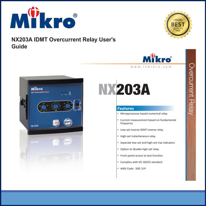 MIKRO IDMT OVERCURRENT RELAY 240VAC NX203-240A | Lazada