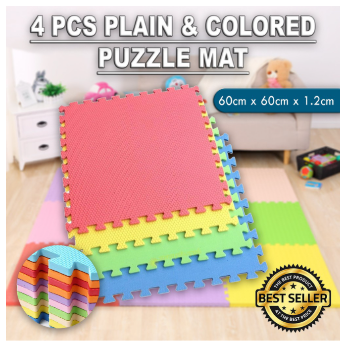 4pcs Set Large Puzzle Rubber Mat Plain Design Big Size Puzzle Play Mats ...