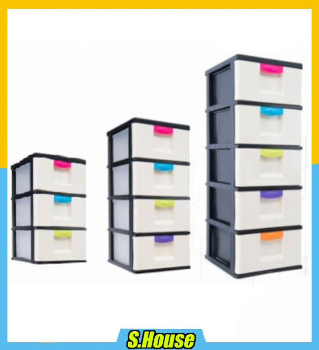 3 / 4 / 5 Tier Multipurpose Plastic Drawer Storage Cabinet Rack ...